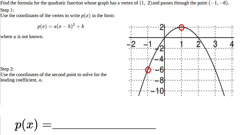 Solved Find the formula for the quadratic function whose | Chegg.com