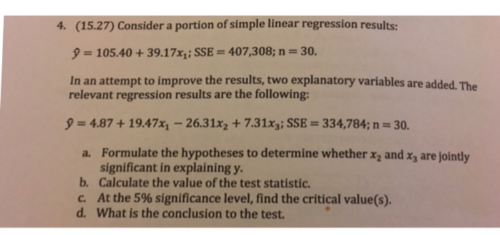 Solved Consider a portion of simple linear regression | Chegg.com