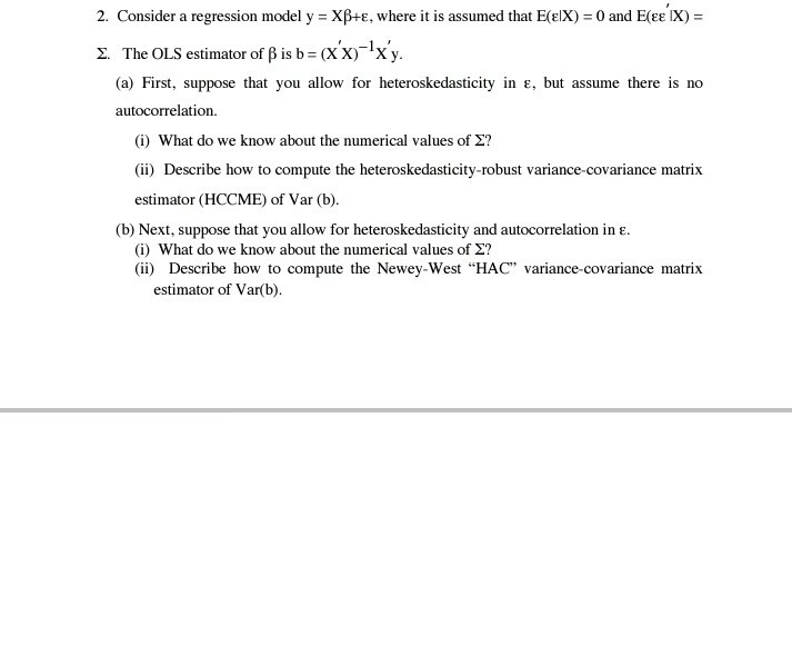 Solved Consider a regression model y XBte, where it is | Chegg.com