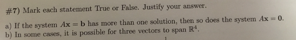Solved Mark each statement True or False. Justify your | Chegg.com