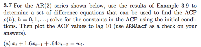 For the AR(2) series shown below, use the results of | Chegg.com