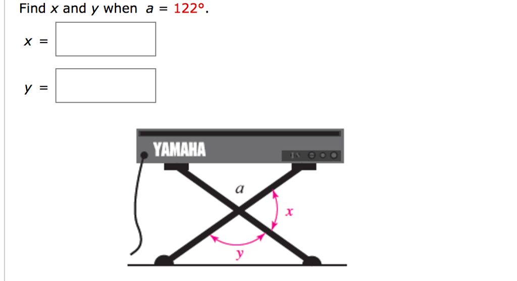 Solved Find x and y when a = 122 degree | Chegg.com
