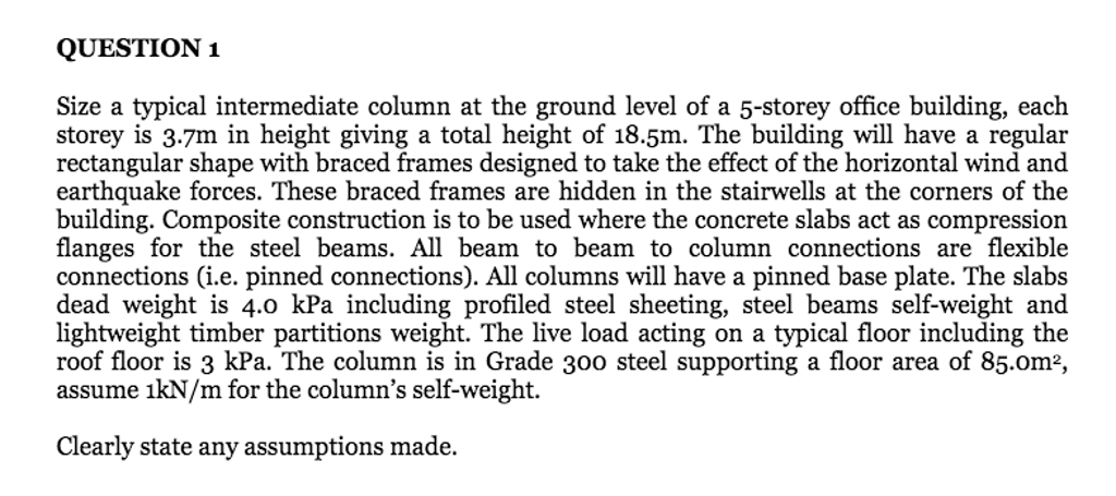 Size a typical intermediate column at the ground | Chegg.com