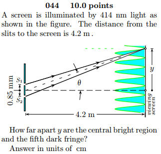 Solved A screen is illuminated by 414 nm light as shown in | Chegg.com