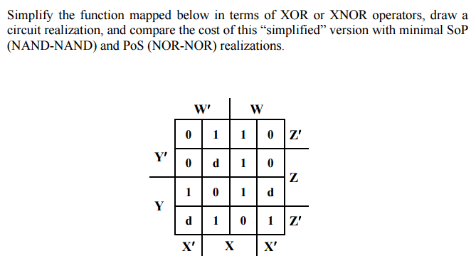 Solved Simplify the function mapped below in terms of XOR or | Chegg.com