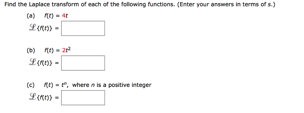 Solved Find the Laplace transform of each of the following | Chegg.com