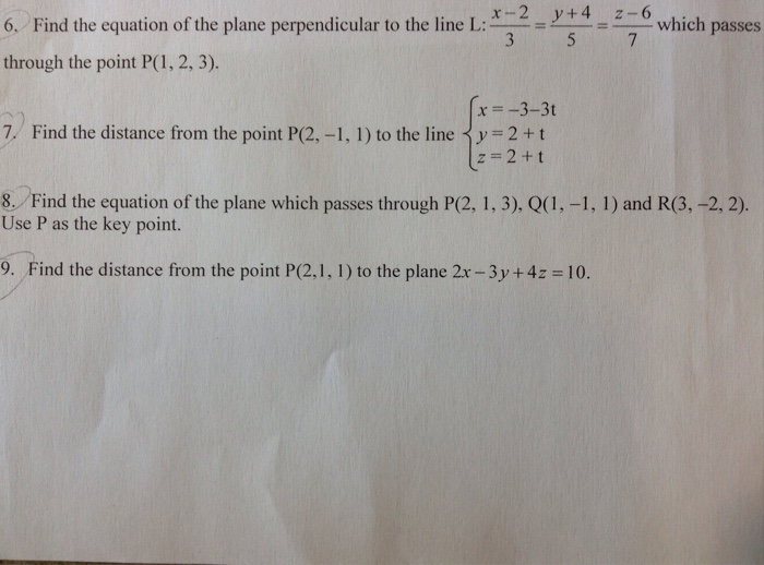 Solved Find the equation of the plane perpendicular to the | Chegg.com