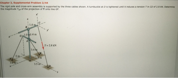 Solved The rigid pole and cross-arm assembly is supported by | Chegg.com