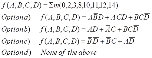 Solved The function f(A,B,C,D) is given in minterm | Chegg.com