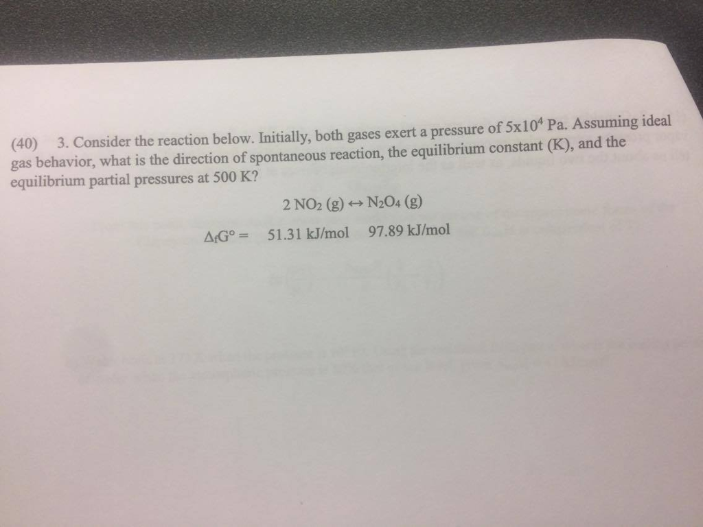 Solved Consider The Reaction Below Initially Both Gases 