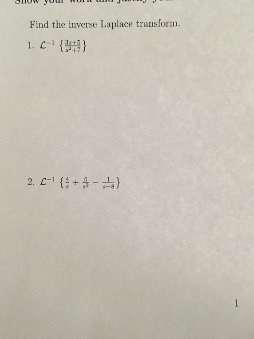 Solved Find the inverse Laplace transform. | Chegg.com