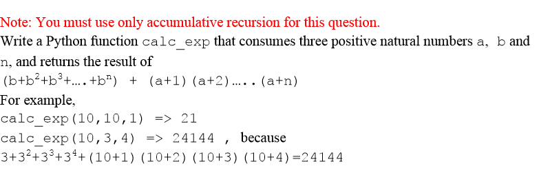 Solved Note: You must use only accumulative recursion for | Chegg.com