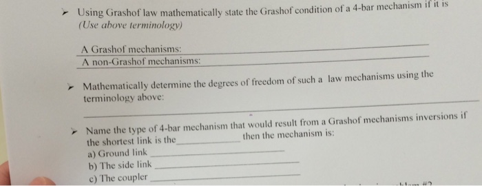 Solved Using Grashof law mathematically state the Grashof | Chegg.com