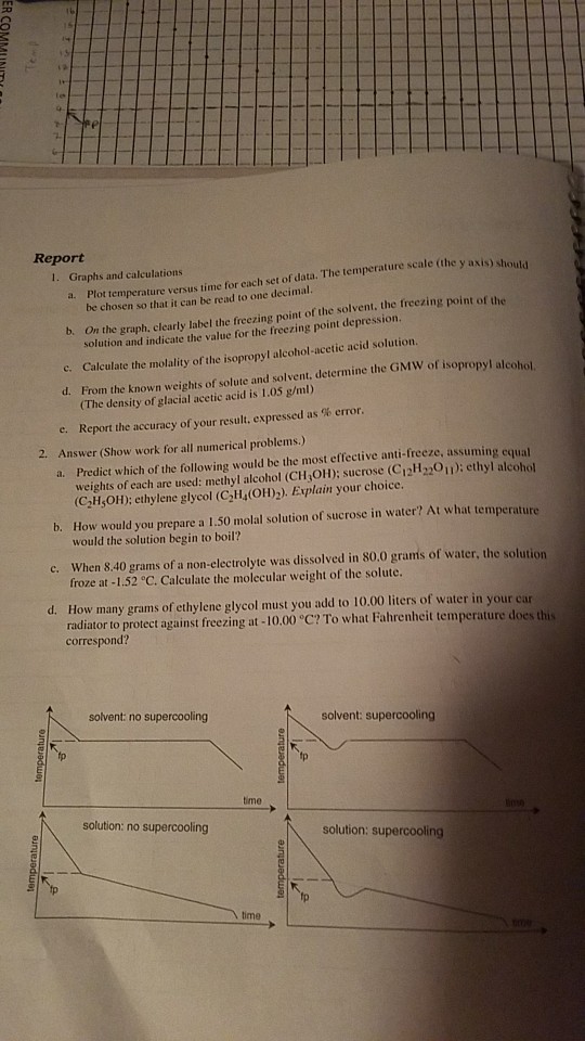 Solved Report 1. Graphs and calculations a. Plot temperature | Chegg.com