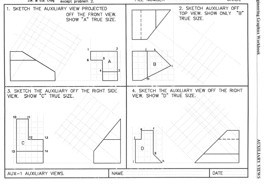 SKETCH THE AUXILIARY VIEW PROJECTED OFF THE FRONT | Chegg.com