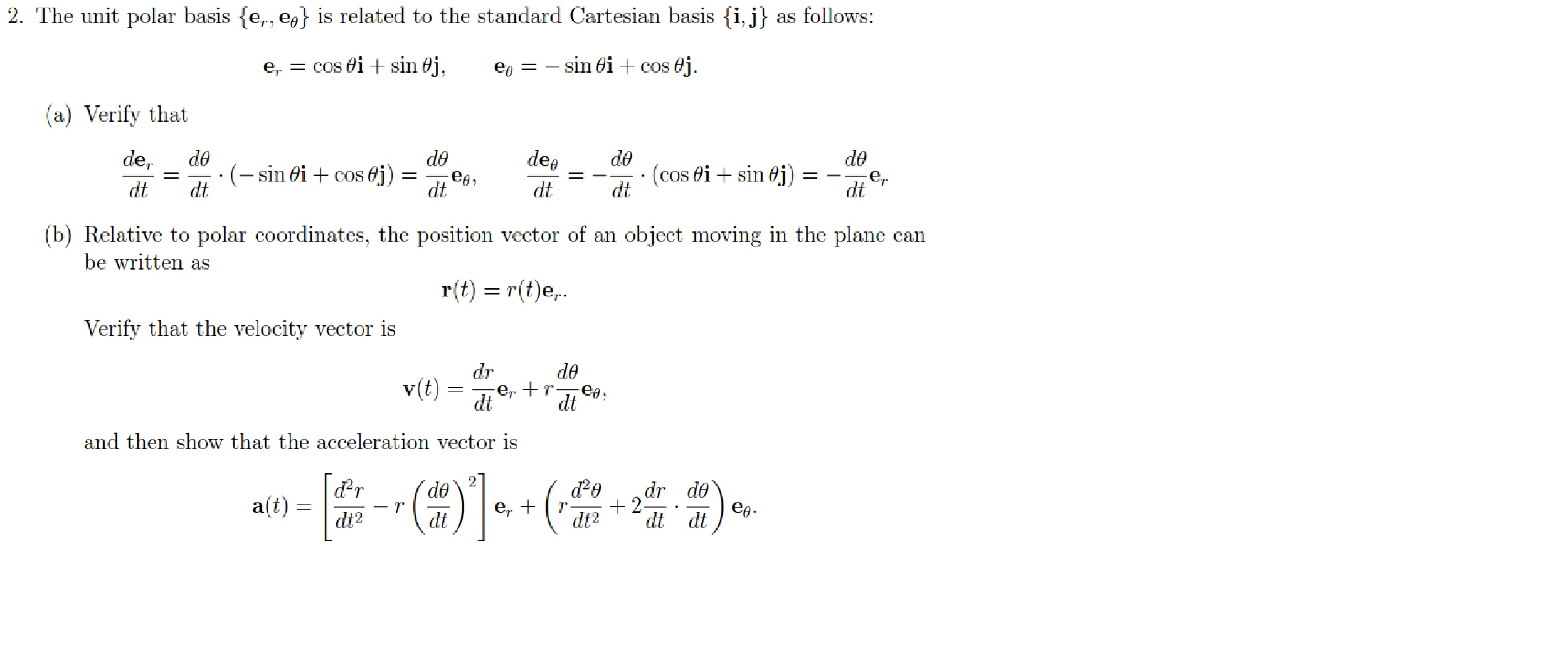 Solved The unit polar basis {er,e theta} is related to the | Chegg.com