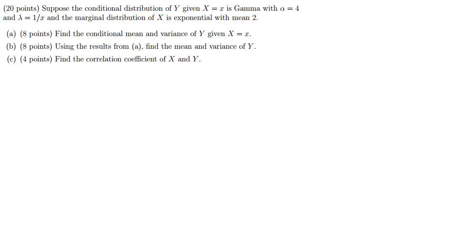 (20 points) Suppose the conditional distribution of Y | Chegg.com