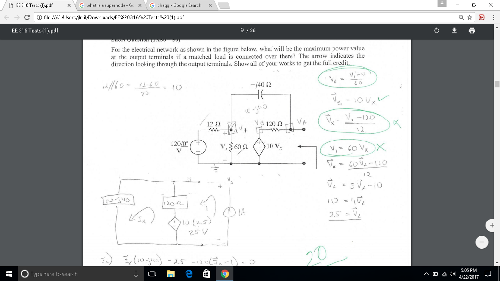 Solved For the electrical network as shown in the figure | Chegg.com