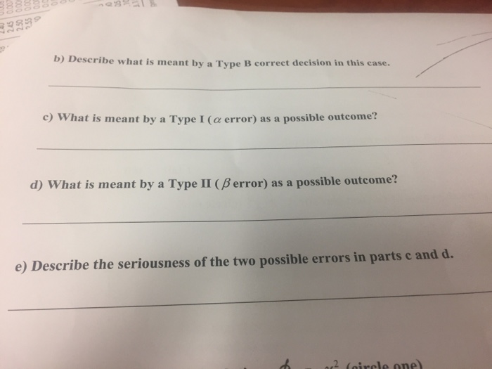 Solved Describe what is meant by a Type B correct decision | Chegg.com