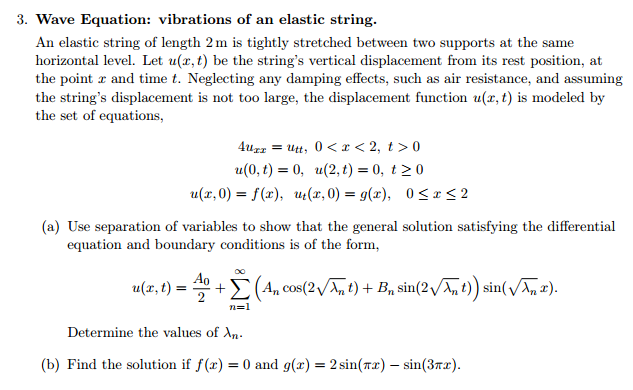 Solved Wave Equation: vibrations of an elastic string. An | Chegg.com