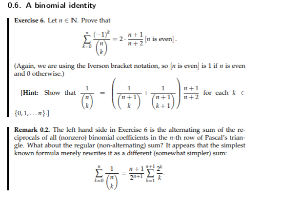 Solved 0.6. A binomial identity Exercise 6-Let n N. Prove | Chegg.com