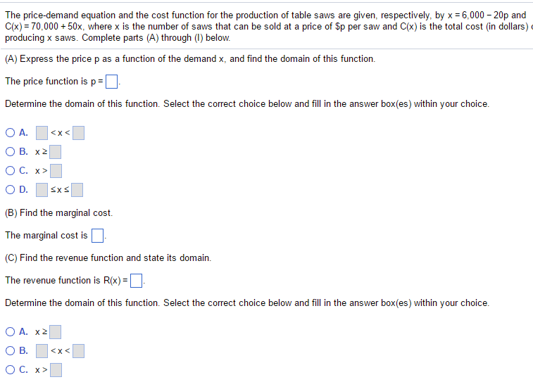 Solved The price-demand equation and the cost function for | Chegg.com
