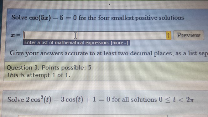 Solved Solve csc (5x) - 5 = 0 for the four smallest positive | Chegg.com