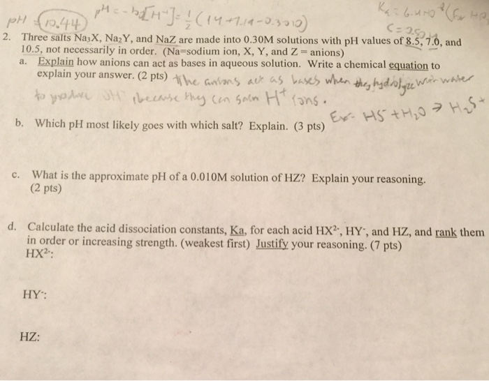 Solved Three salts Na_3X, Na_2Y, and NaZ are made into 0.30M | Chegg.com