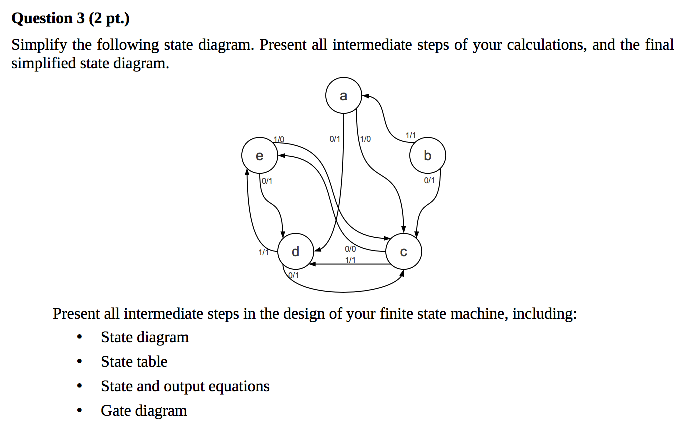 Solved Simplify the following state diagram. Present all | Chegg.com