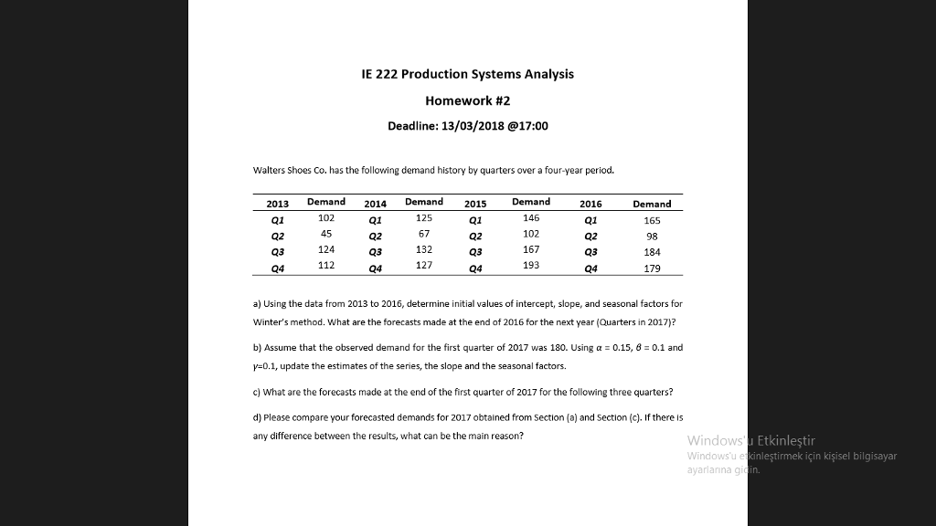 Solved Ie 222 Production Systems Analysis Homework 2 
