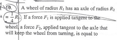 Solved O. A wheel of radius RI has an axle of radius R. R If | Chegg.com