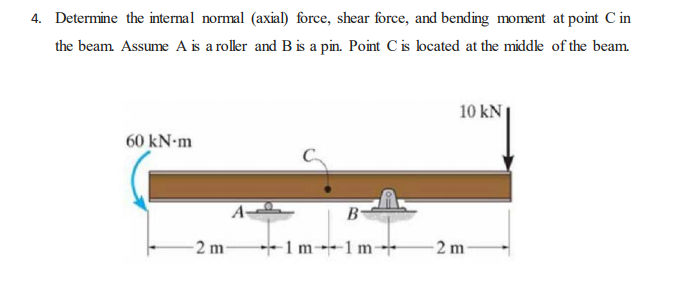 Solved 4. Determine the internal normal (axial) force, shear | Chegg.com