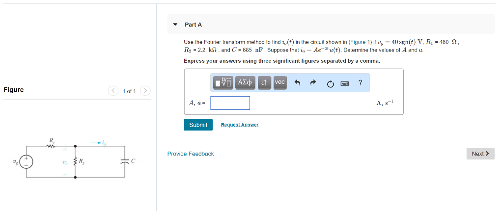 Solved Part A Use the Fourier transform method to find i (t) | Chegg.com