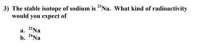 Solved 3) The stable isotope of sodium is 'Na. What kind of | Chegg.com