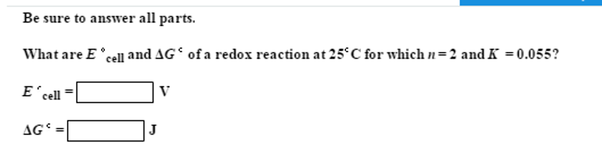 What are E degree_cell and Delta G^c of a redox | Chegg.com