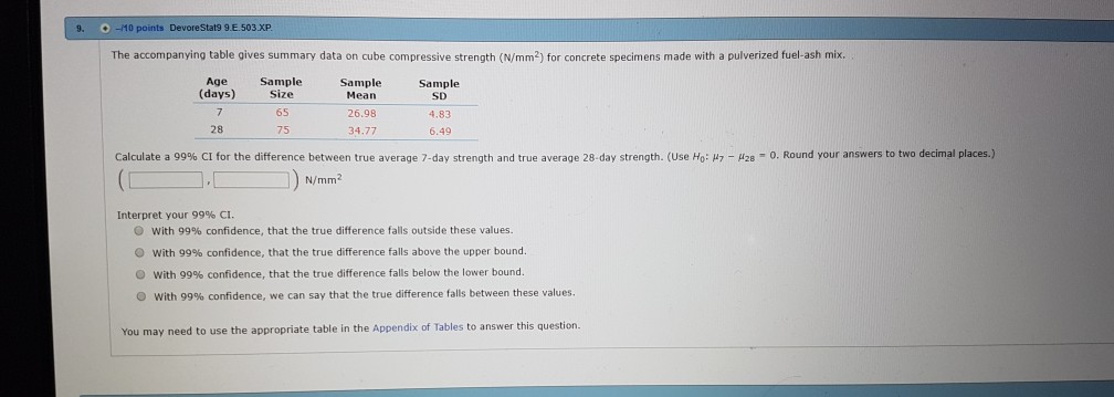 Solved 9. O-10 points DevoreStat9 9.E.503.XP The | Chegg.com Solved 9. O-10 points DevoreStat9 9.E.503.XP The | Chegg.com