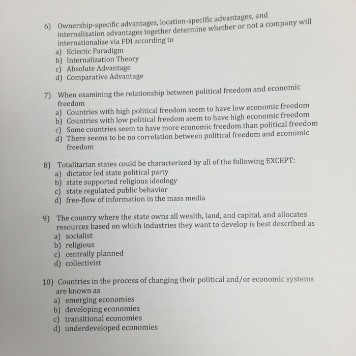 Ownership-specific advantages, location-specific | Chegg.com