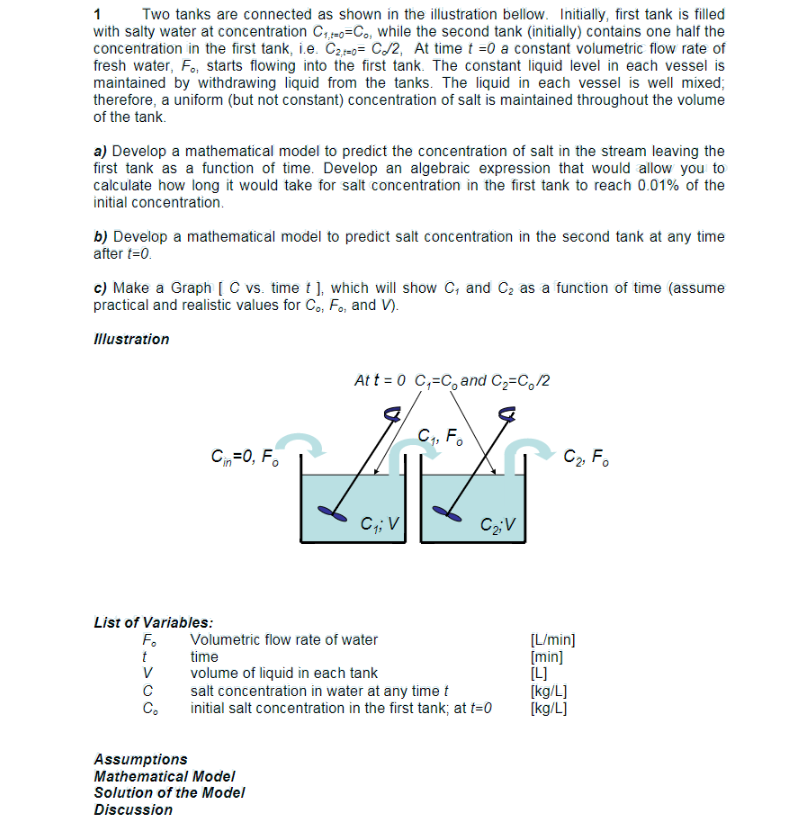 Solved 1 Two tanks are connected as shown in the | Chegg.com
