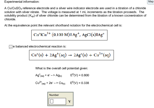 Solved Map Experimental information: A Cu/CuSO4 reference | Chegg.com