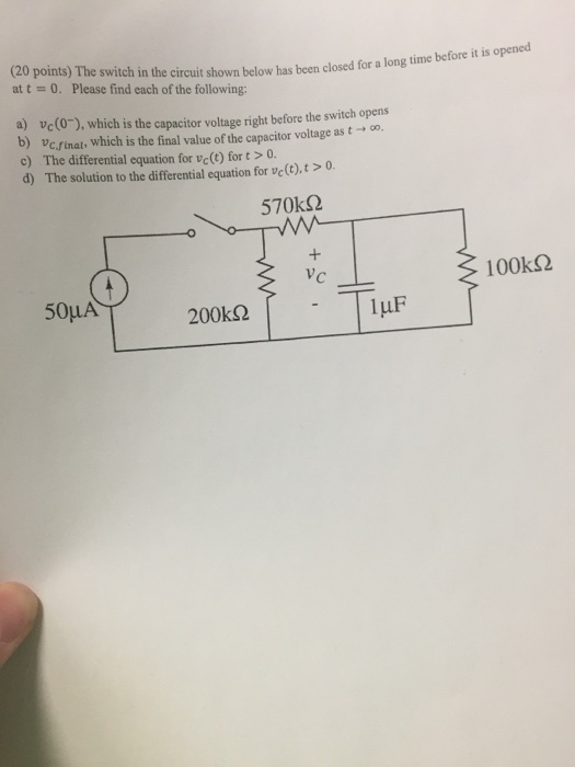 Solved The switch in the circuit shown below has been closed | Chegg.com