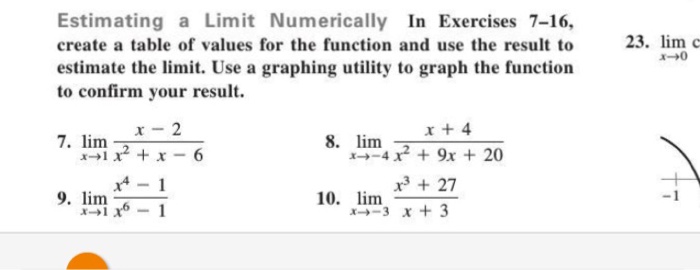 Solved Estimating A Limit Numerically In Exercises 7 16 