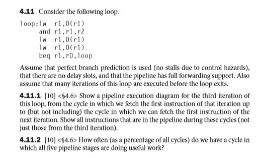 Solved 4.11 Consider the following loop. loop :1 w r1,0(r1) | Chegg.com