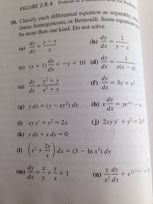 Solved Classify each differential equation as separable, | Chegg.com