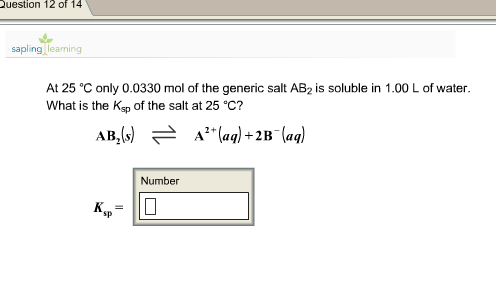 Solved At 25 degree C only 0.0330 mol of the generic salt | Chegg.com