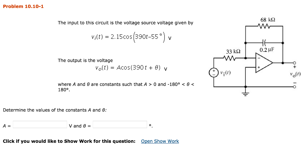 Solved The input to this circuit is the voltage source | Chegg.com