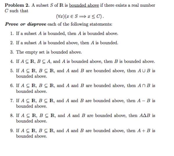 Solved Problem 2. A subset S of R is C such that if there | Chegg.com