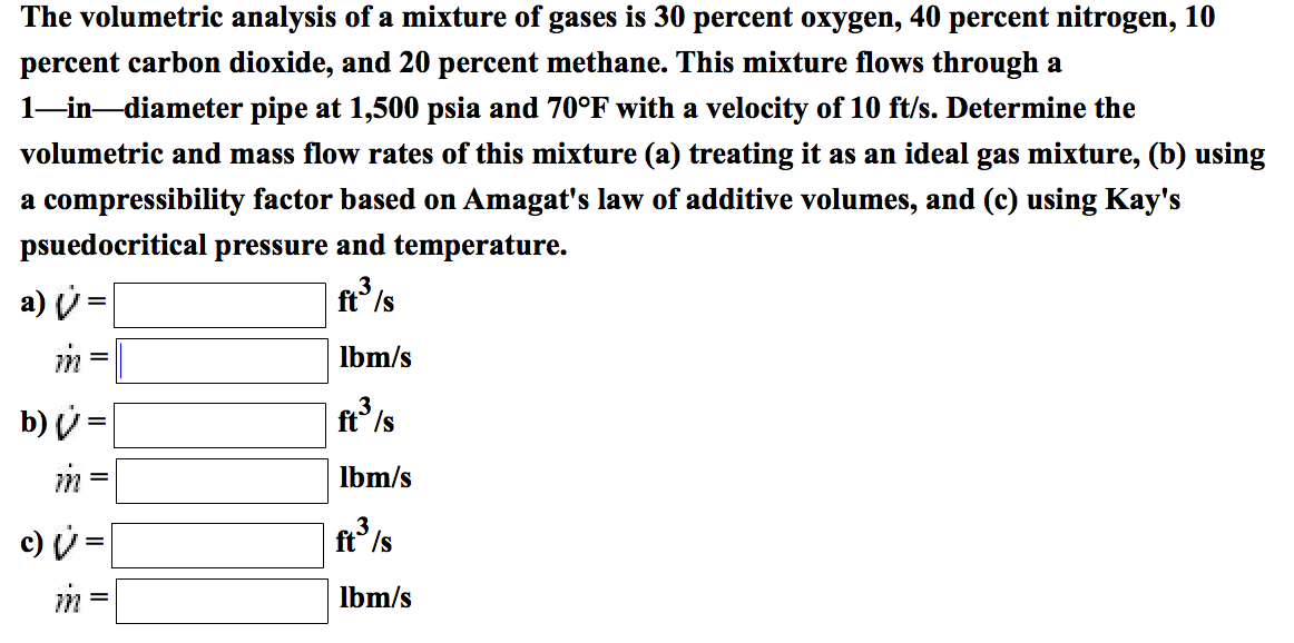 The volumetric analysis of a mixture of gases is 30 | Chegg.com