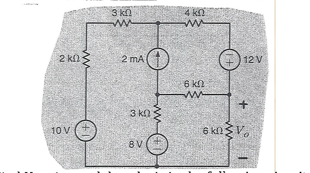 Solved Find V0 using mesh analysis in the following circuit. | Chegg.com