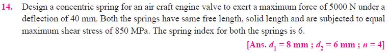 Solved Design a concentric spring for an air craft engine | Chegg.com