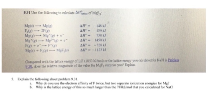 Solved Use the following to calculate delta H^o of MgF_2 | Chegg.com
